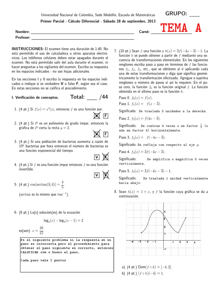 Parcial Resuelto Cálculo Diferencial | PDF | Función (Matemáticas ...