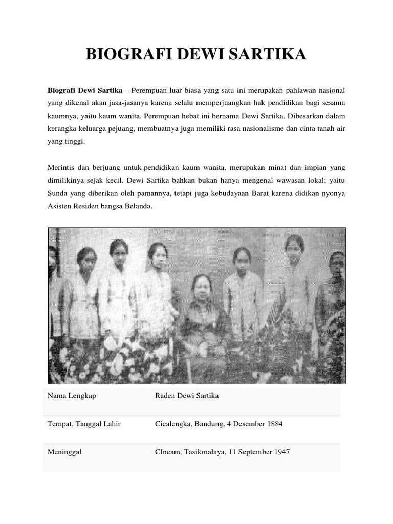 Biografi Dewi Sartika | PDF