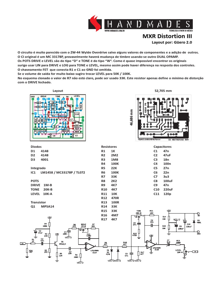 Distortion - MXR Distortion III - Layout Güero | PDF | Equipamento ...