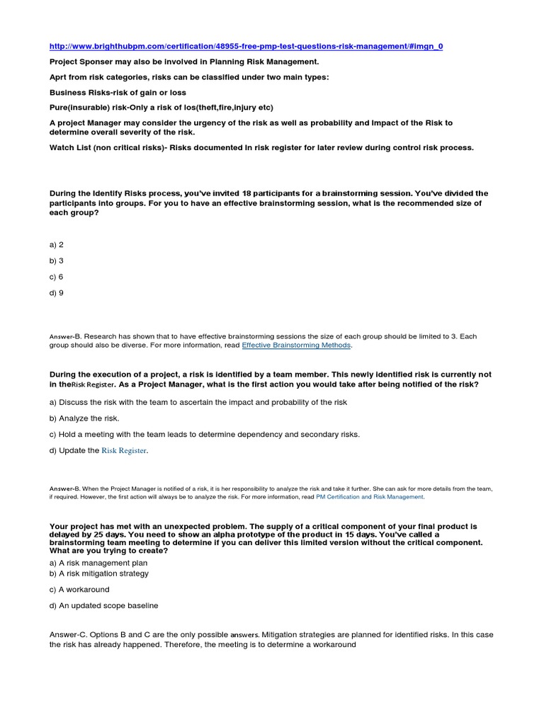 Risk | PDF | Risk Management | Brainstorming