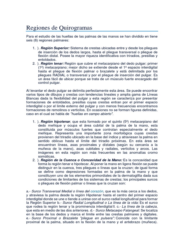 La Quiroscopia en La Identificacion de Personas | PDF | Mano | Huella ...