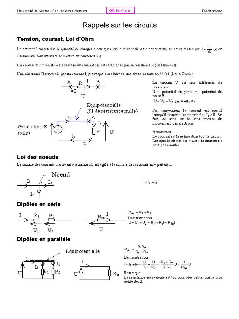 Rappels | PDF | Tension électrique | Électricité