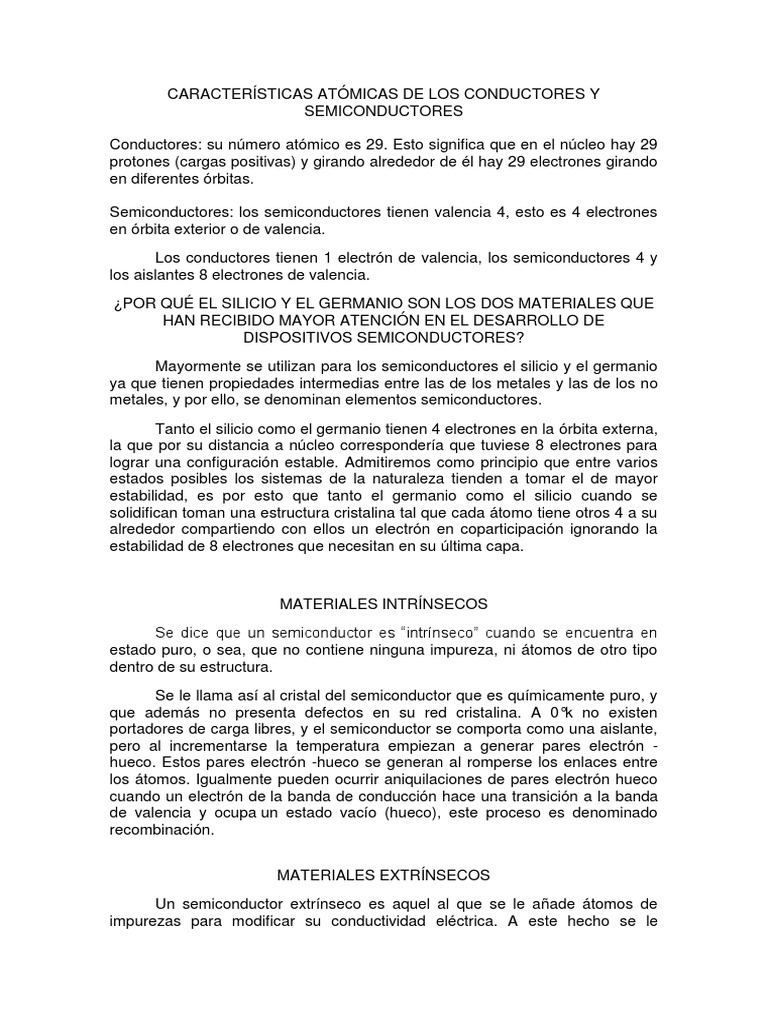 Qué Son Materiales Intrínsecos | PDF | Semiconductores | Diodo
