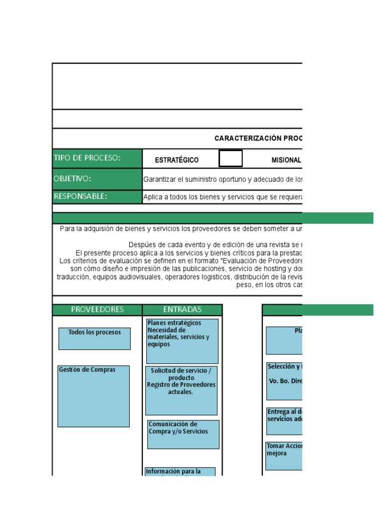 Ficha Caracterizacion de Procesos de Compras | PDF | Planificación | Business