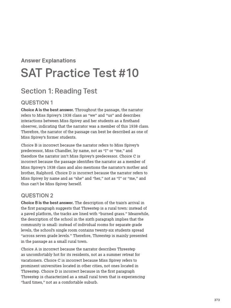 PDF - Sat Practice Test 10 Answers PDF | PDF | Senses | Urban Sprawl
