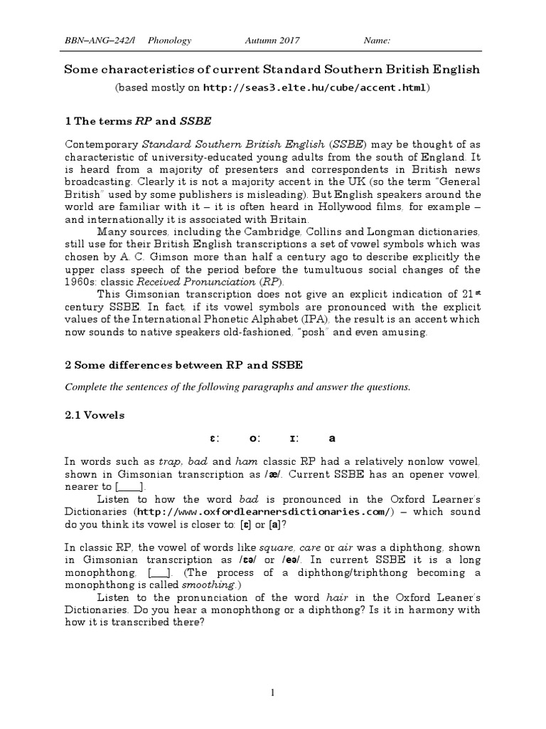 Standard Southern British English | PDF | Human Communication | Linguistics