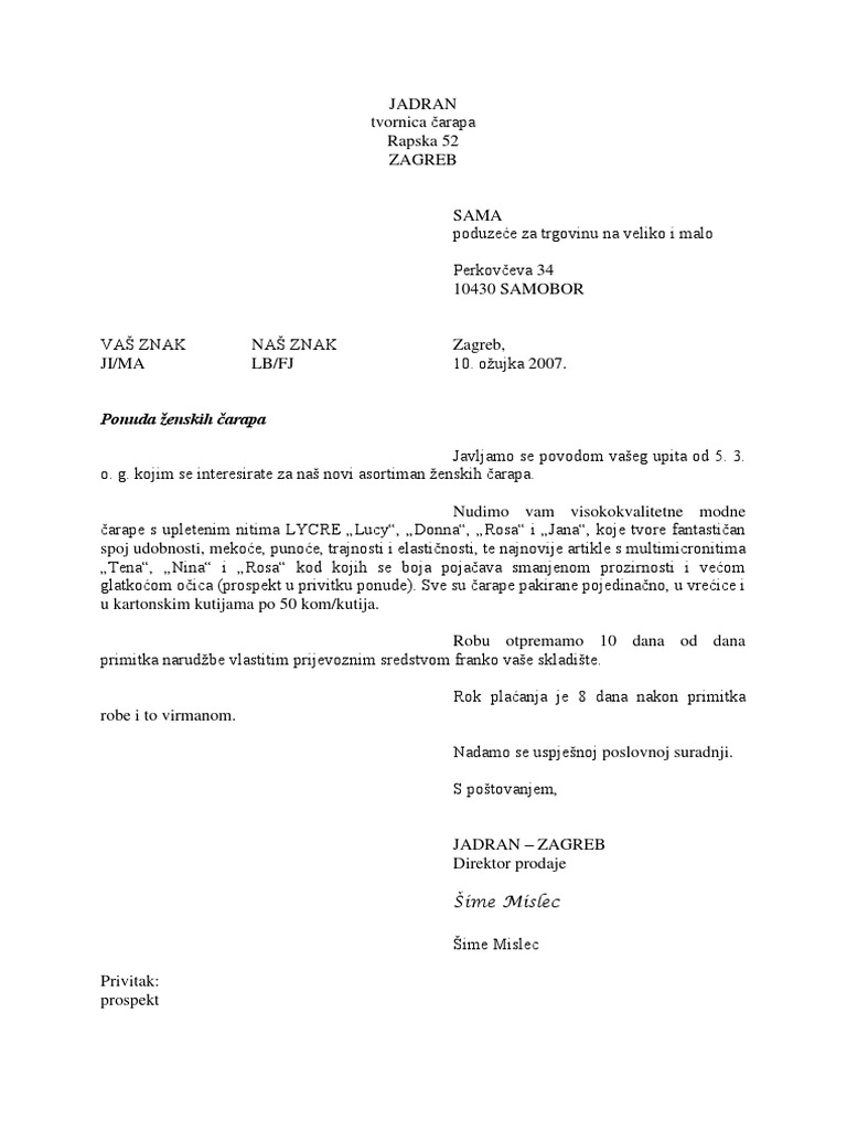 Modificirani Kombinirani Oblik Poslovnog Pisma | PDF