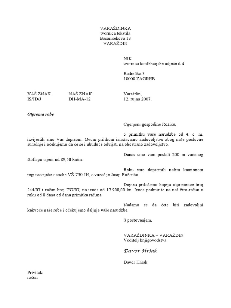 Modificirani Kombinirani Oblik Poslovnog Pisma | PDF