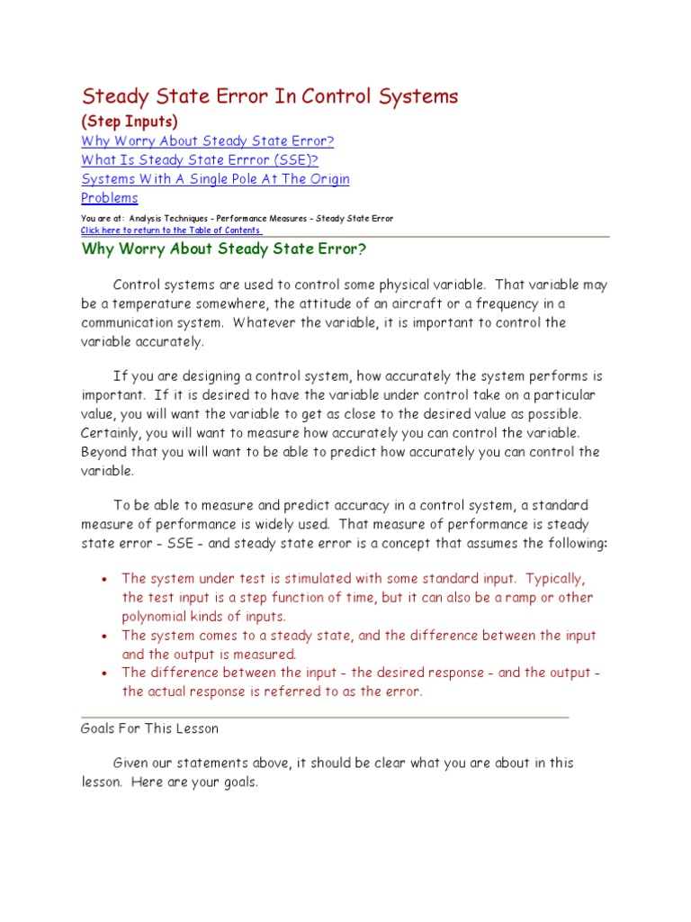 Steady State Error in Control Systems | PDF | Control Theory | Control ...