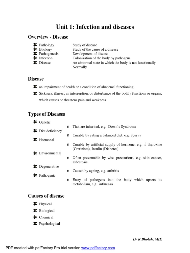 1infection and Diseases 1 | PDF | Transmission (Medicine) | Infection