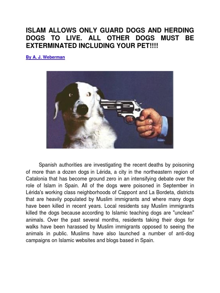 Islam Allows Only Guard Dogs and Herding Dogs To Live. All Other Dogs ...