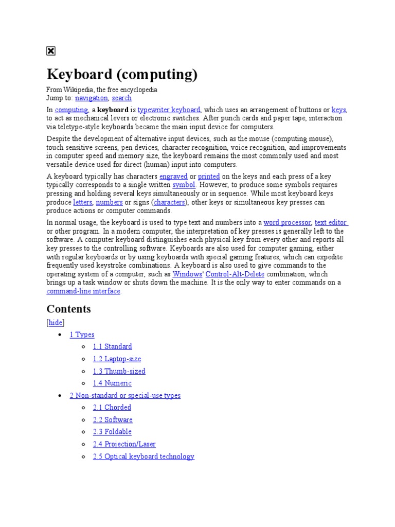 Keyboard (Computing) : From Wikipedia, The Free Encyclopedia | PDF | Computer Keyboard | Human ...
