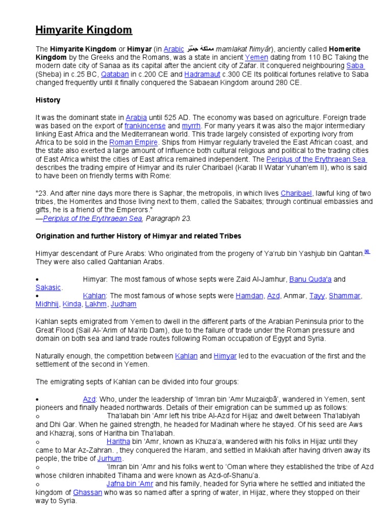 Himyarite Kingdom | PDF | Middle Eastern People | West Asian People
