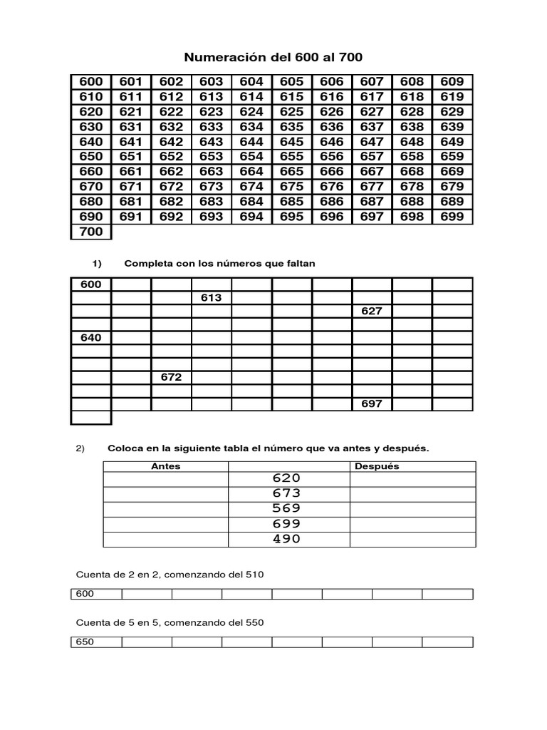 Números Del 600 Al 700 Interactive Worksheet Live, 58% OFF