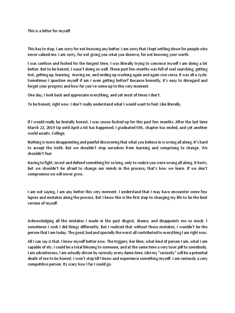 Letter For Myself | PDF