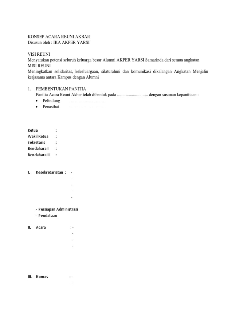 Konsep Acara Reuni Akbar 1 | PDF