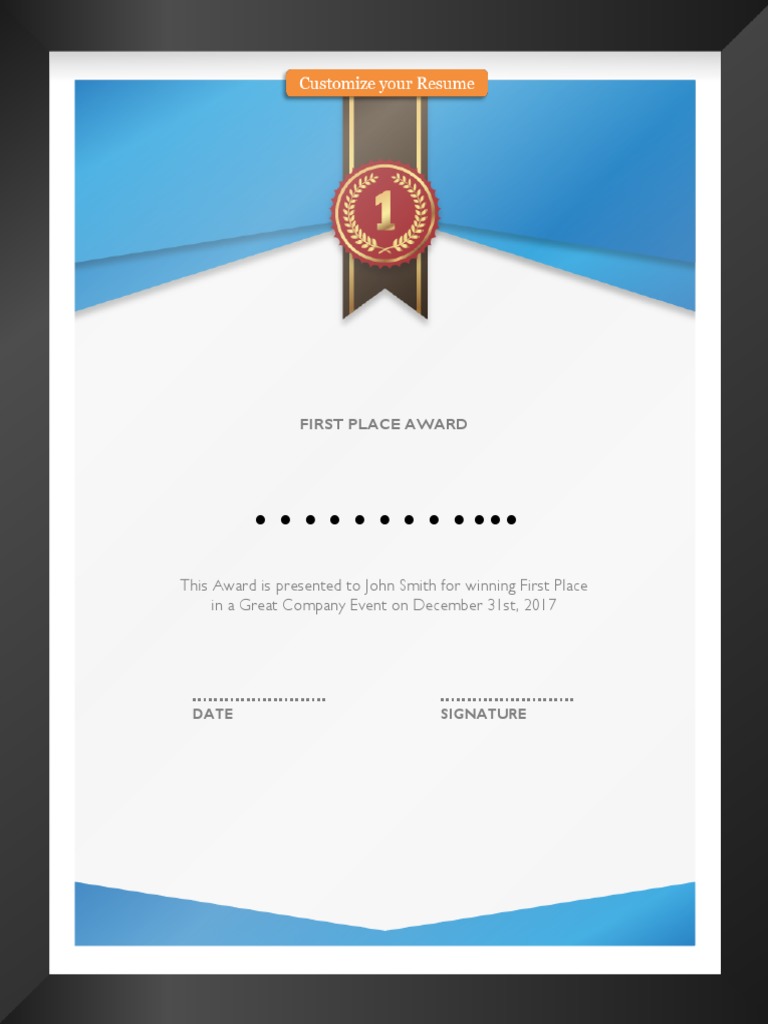 First Place Award Certificate | PDF