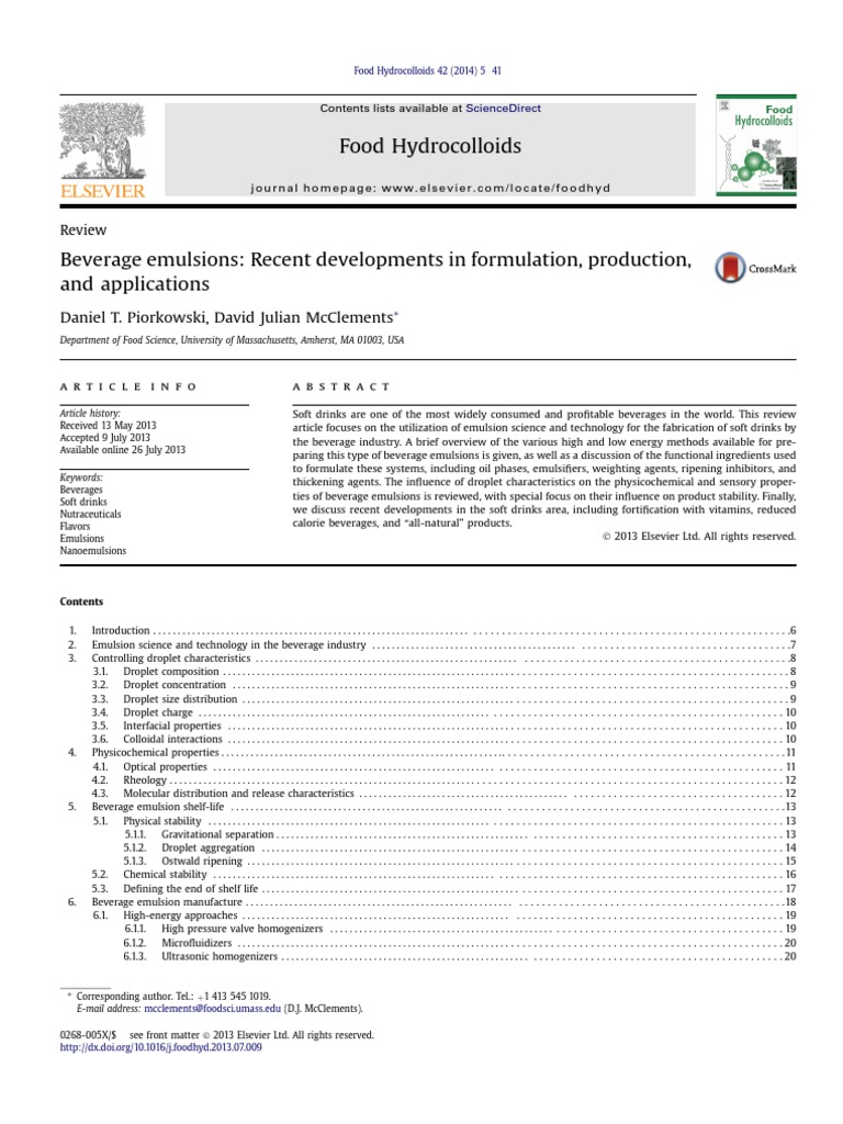 Beverage Emulsions - Recent Developments in Formulation, Production ...