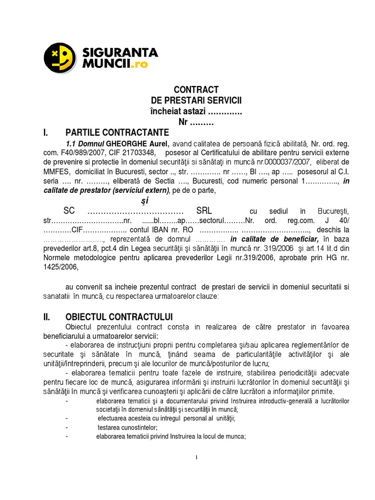 Contract Prestari Servicii | PDF