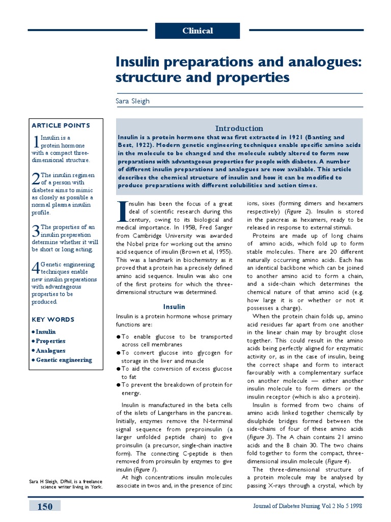 Insulin Preparations and Analogues: Structure and Properties | PDF ...