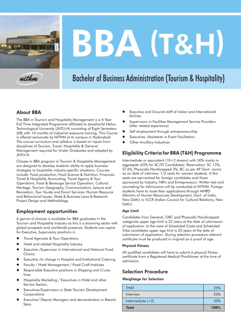 BBA in Tourism & Hospitality Management | PDF | Tourism | Hotel