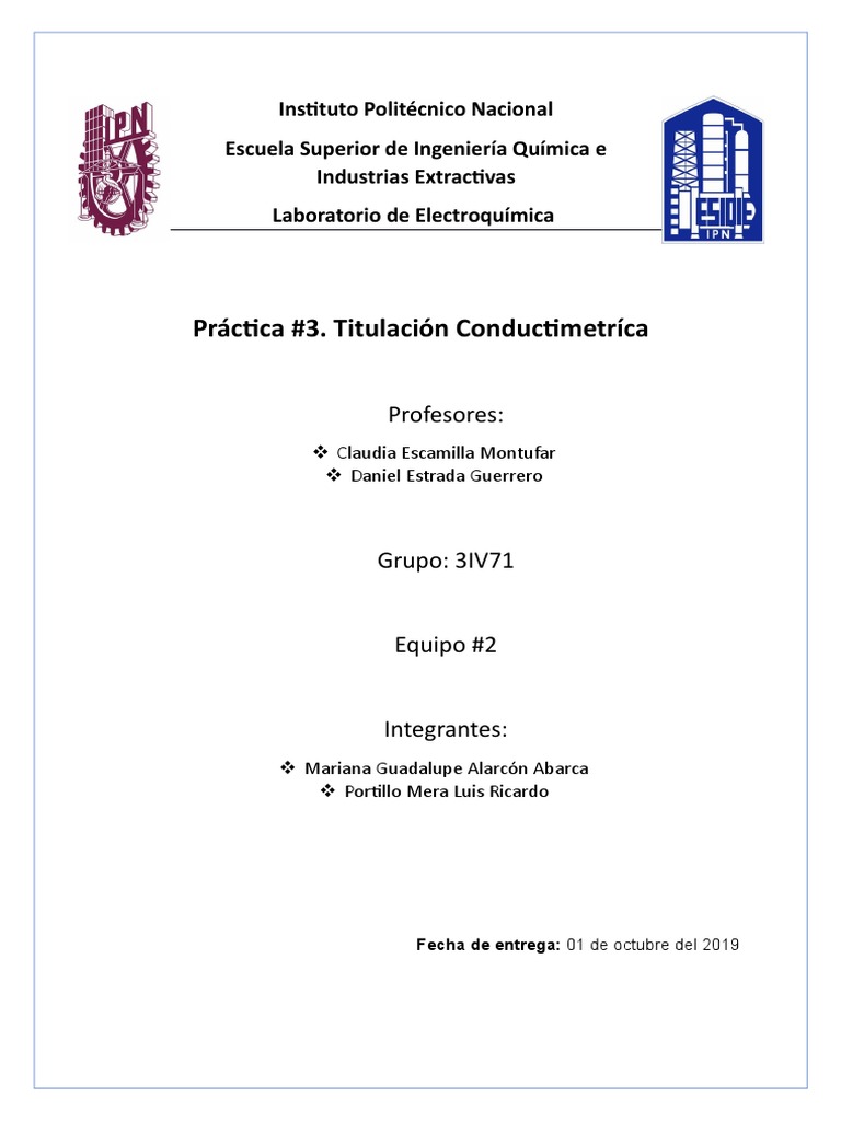 Practica No 3 Electro. | PDF | Valoración | Química