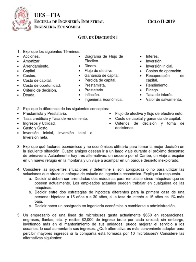 Guía de Discusion I de IEC115-2019 | PDF | Interés | Aluminio