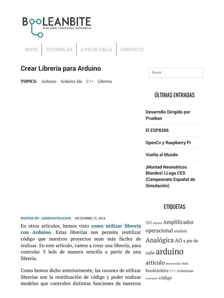 Crear Librería Arduino | Descargar gratis PDF | Biblioteca (informática) | C