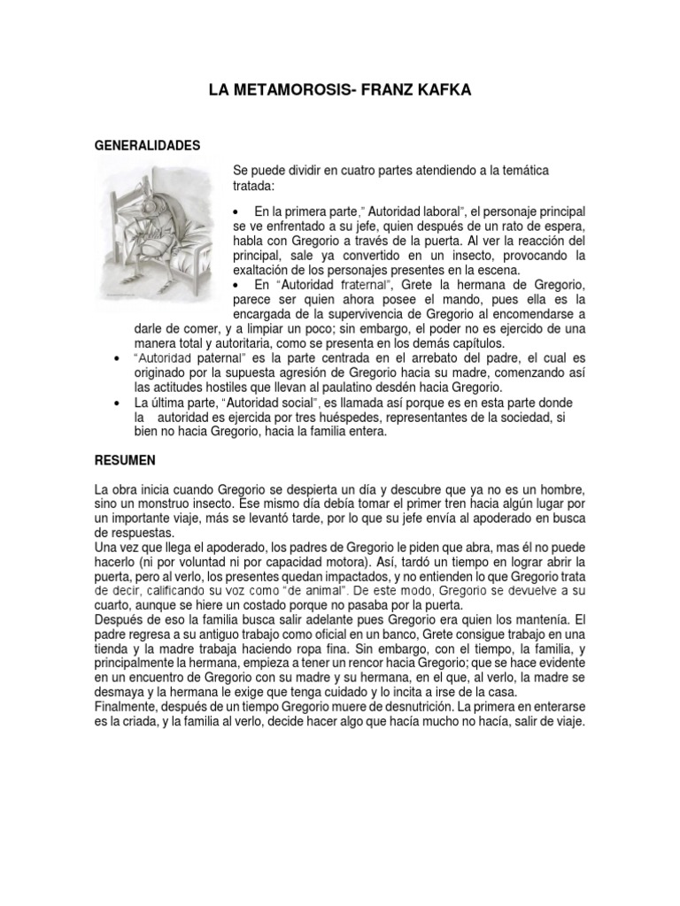 Generalidades Sobe La Metamorfosis de Kafka | PDF | La metamorfosis ...