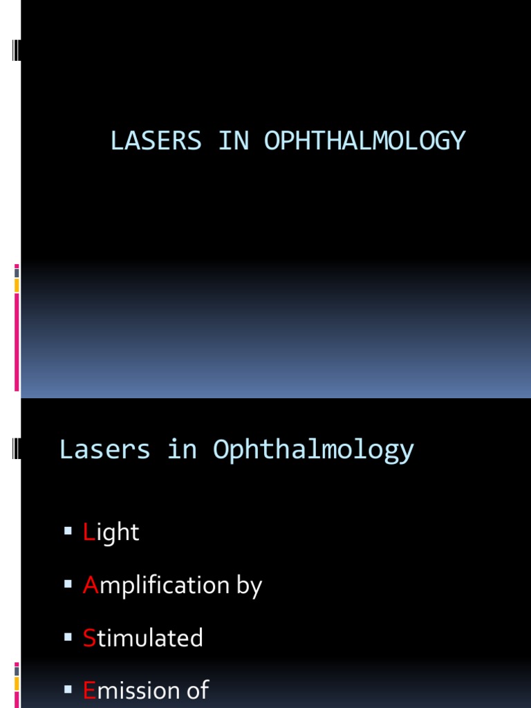 Lasers in Ophthalmology Overview | PDF | Laser | Emission Spectrum