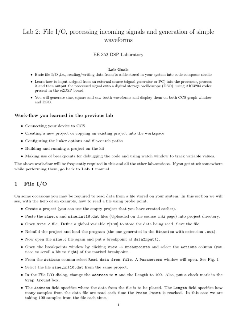 DSP Lab 2 | PDF | Input/Output | Digital Signal Processing