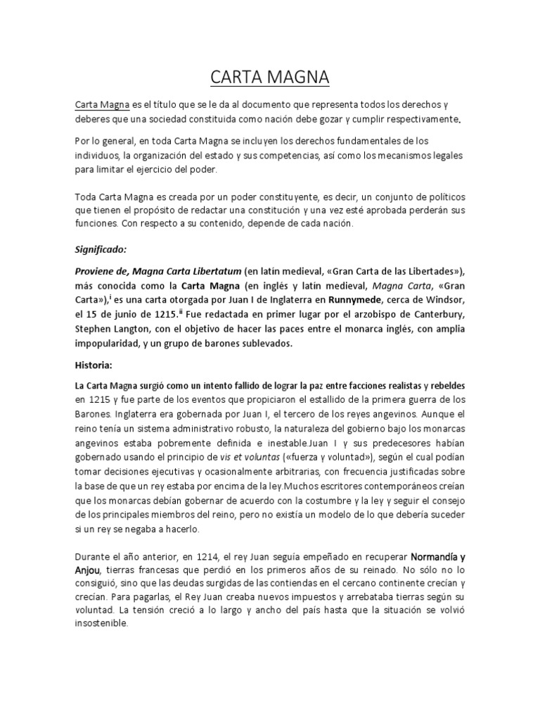 Carta Magna | PDF | Carta Magna | Agitación
