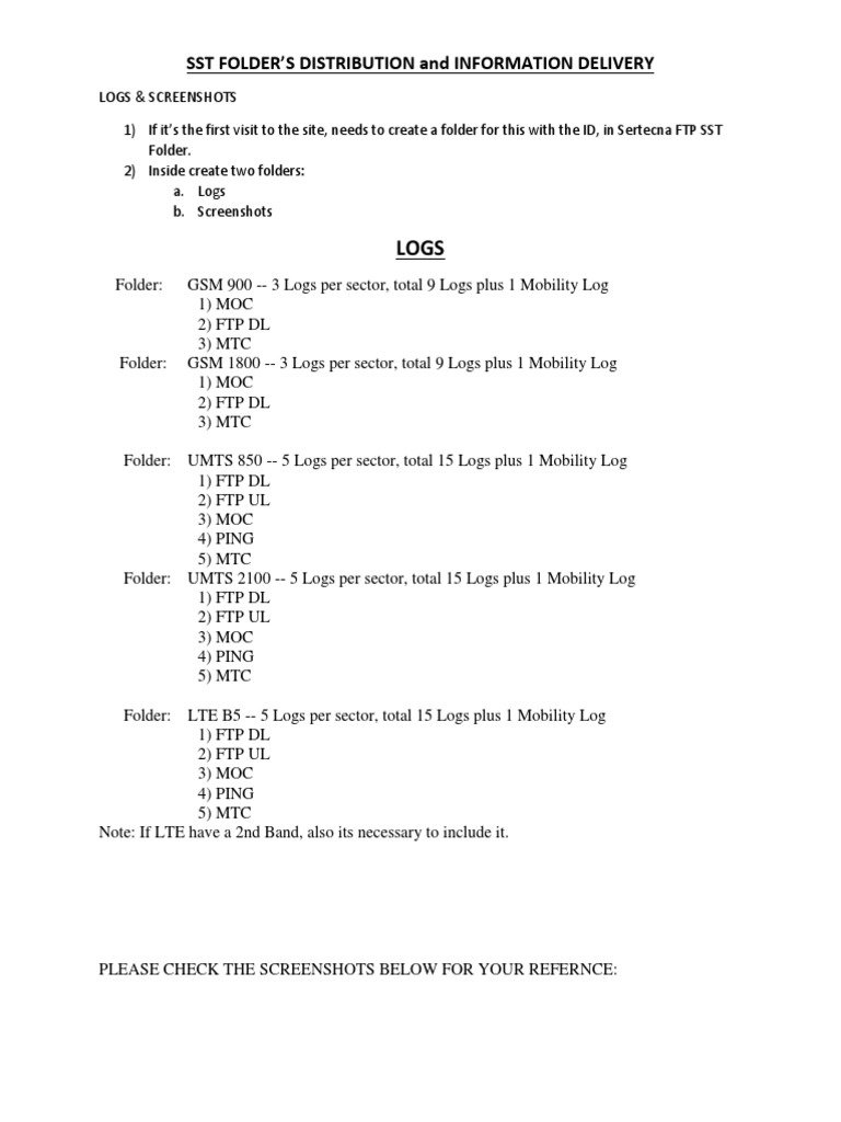 SST Folder Setup and Log Guidelines | PDF | Radio Resource Management | Computing