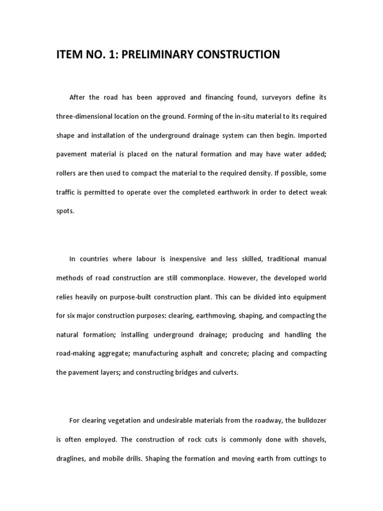 Item No. 1: Preliminary Construction | PDF | Road Surface | Asphalt