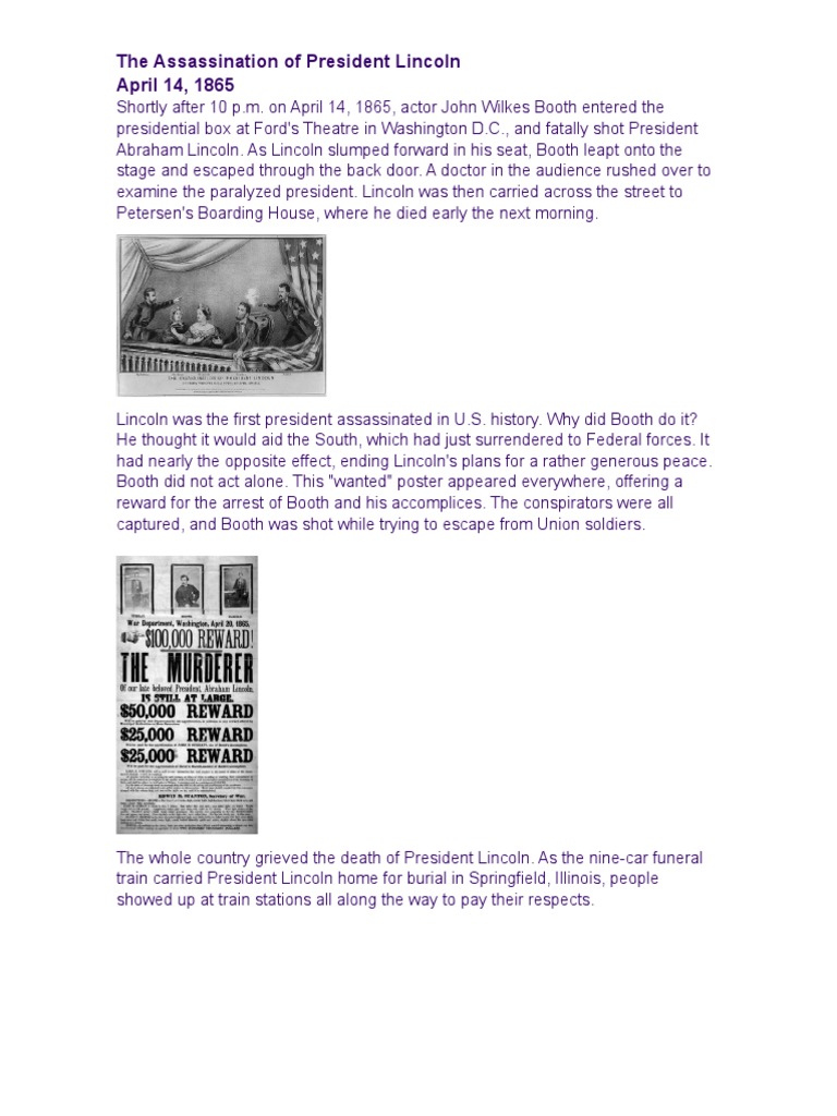 Assassination of Lincoln | PDF | History