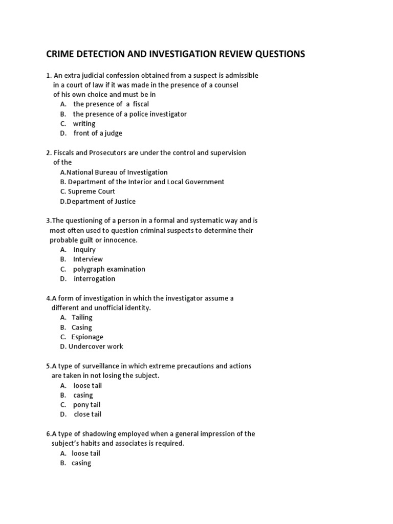 CDI Review Questions | PDF | Fires | Confession (Law)