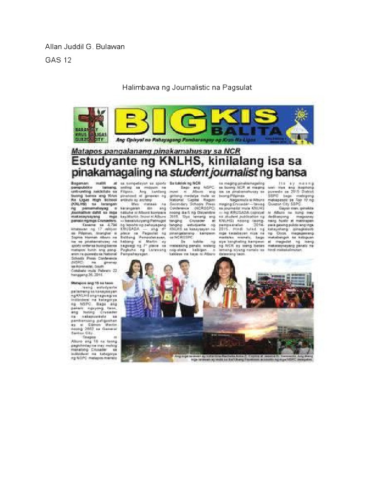 Journalistic Na Pagsulat | PDF