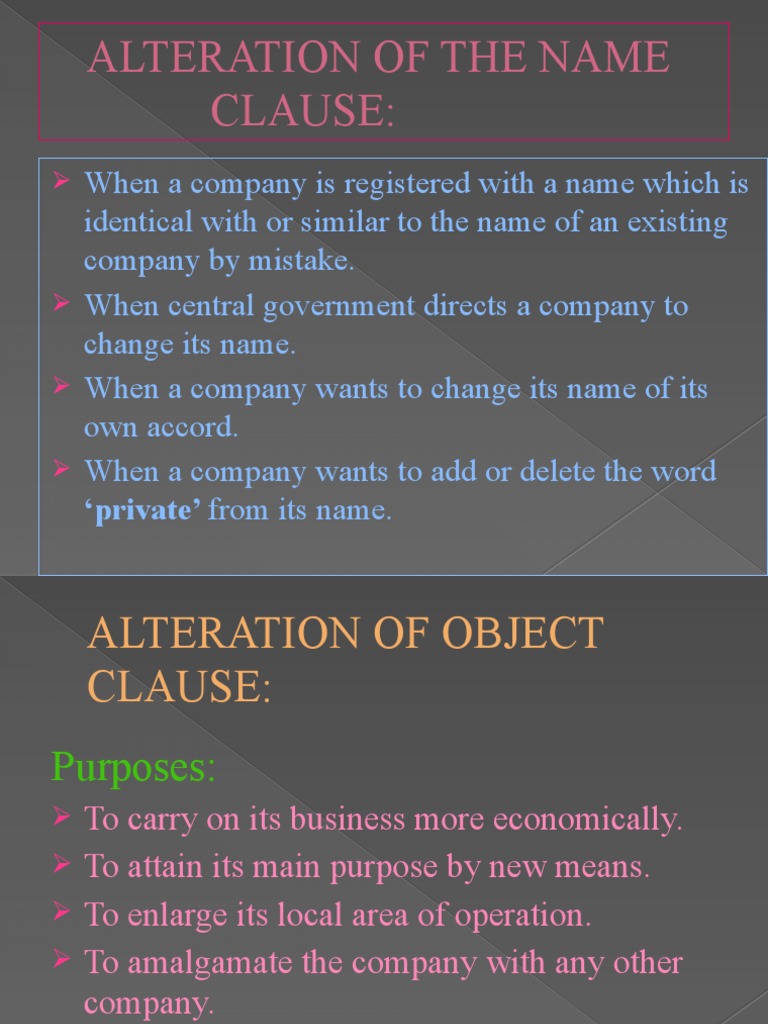 Name Clause Alteration Procedures | PDF | Companies | Limited Company