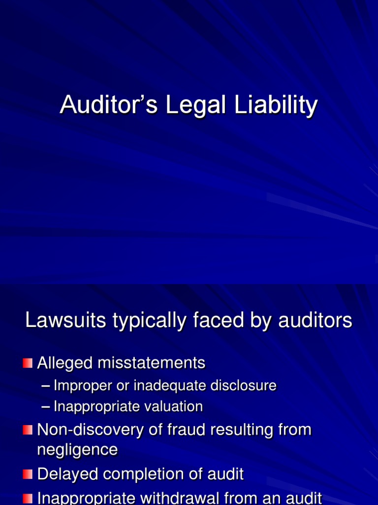 11 Auditor’s Legal Liability | Financial Audit | Audit