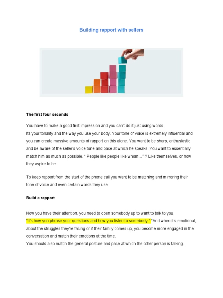 Building Rapport with Sellers | PDF | Landlord | Mortgage Loan