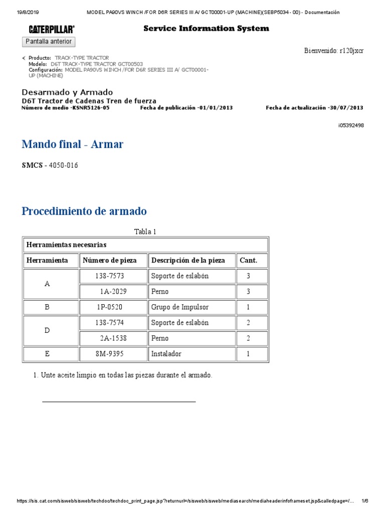 Mando Final Armar d6t. | PDF | Engranaje | Eje