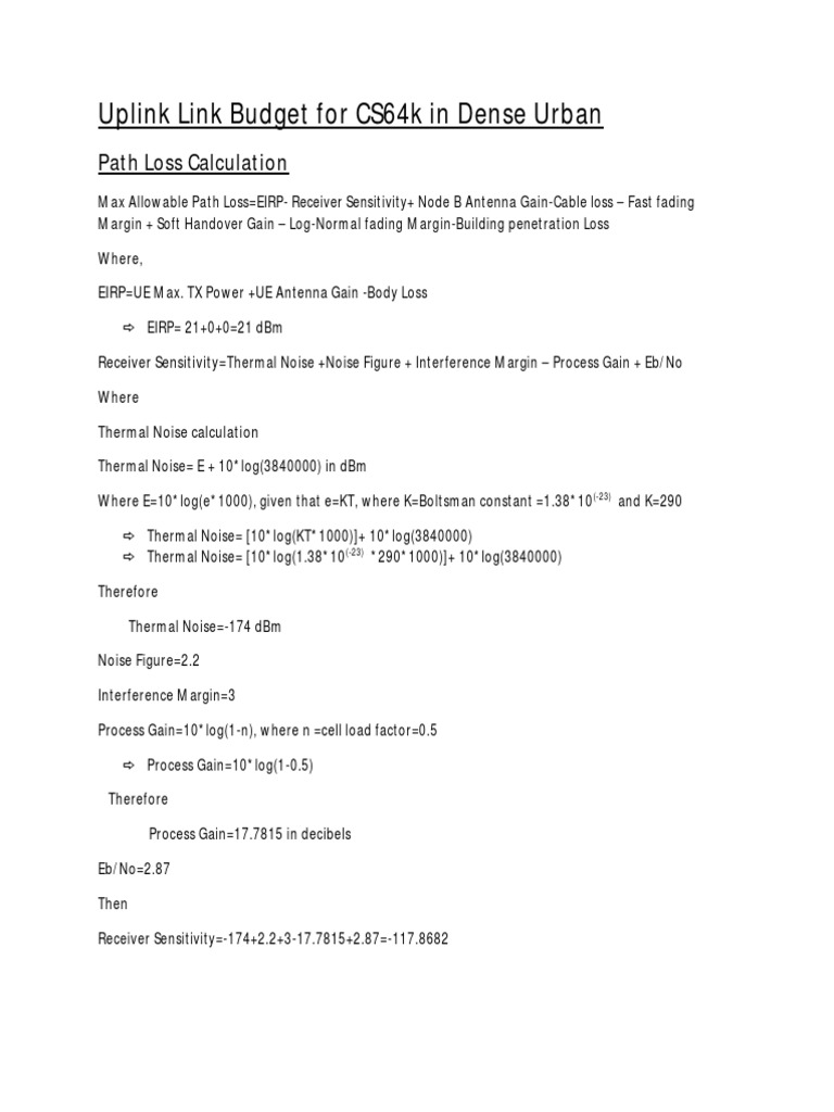Telecom Engineers' Uplink Budget Guide | PDF