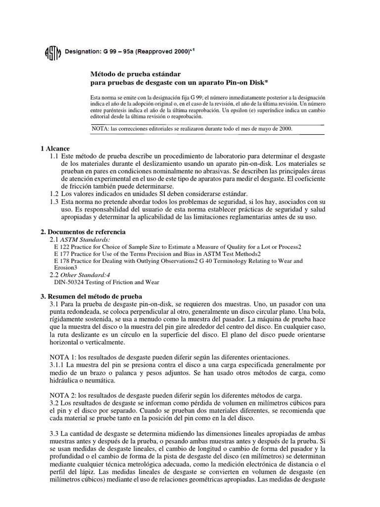 Norma Astm g99 Traducida | PDF | Medición | Desviación Estándar