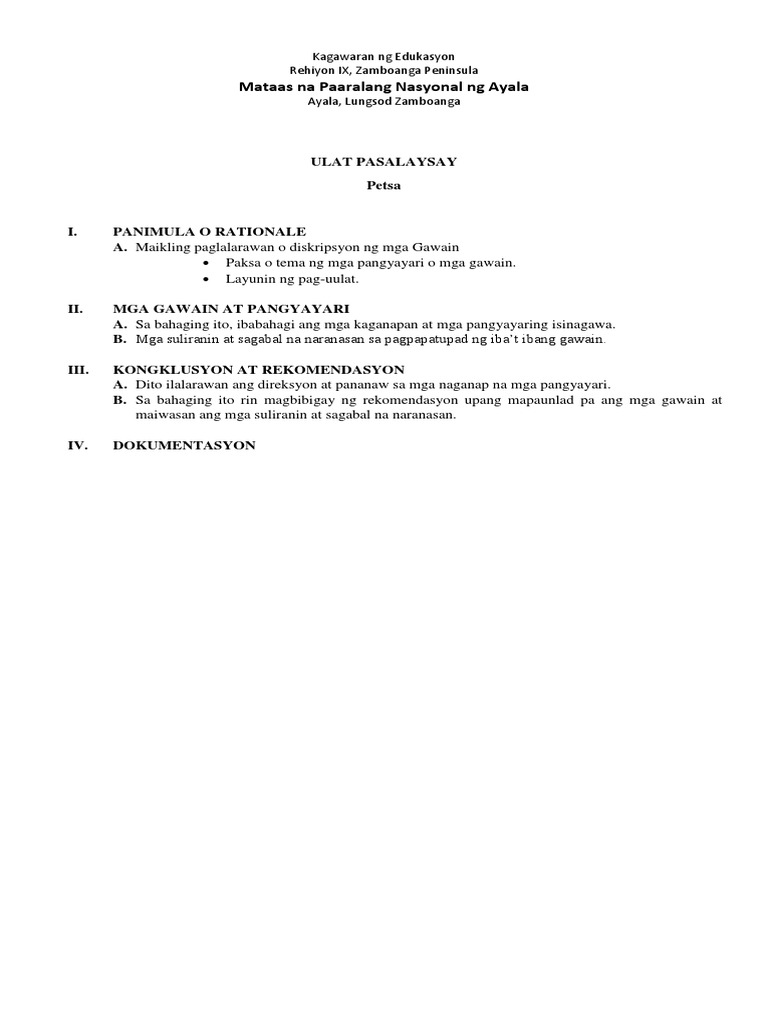 Ulat Pasalaysay | PDF