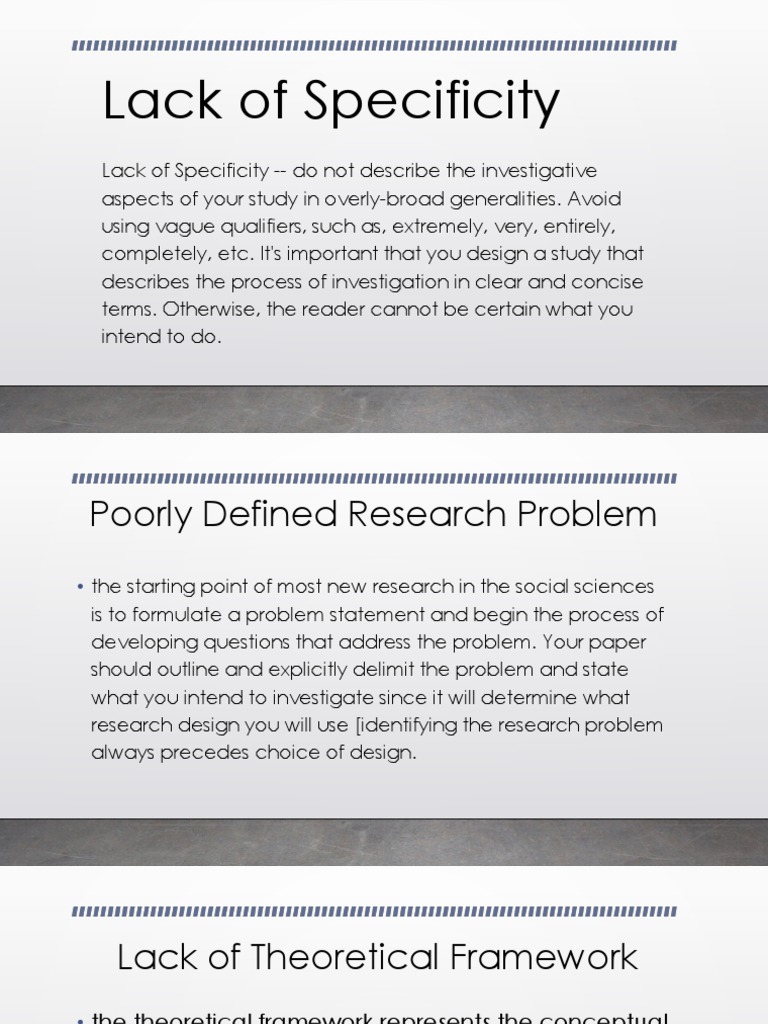 Lack of Specificity | Research Design | Scientific Method
