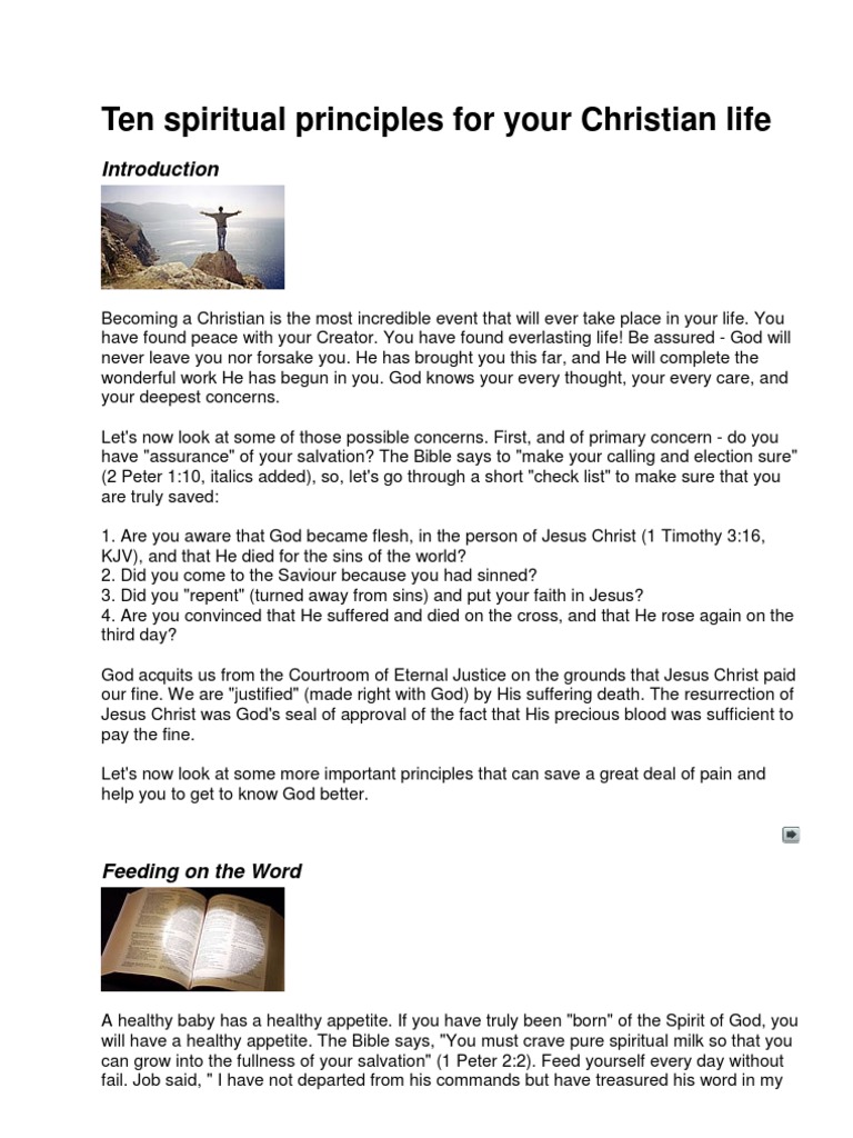 10 Spiritual Principles For Christian Life | PDF | Baptism | Prayer