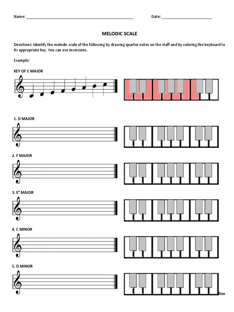 Melodic Scale: Key of C Major | PDF | Clef | Musical Compositions