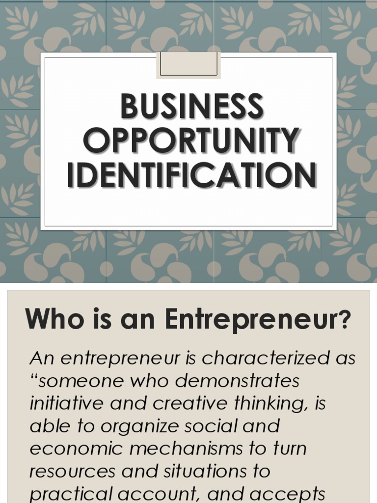 Business Opportunity Identification Process | PDF | Startup Company ...