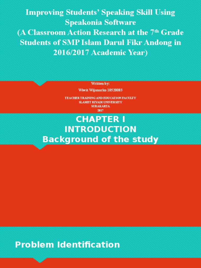 Improving Students' Speaking Skill Using Speakonia Software - Ujian | PDF | Speech | Teachers