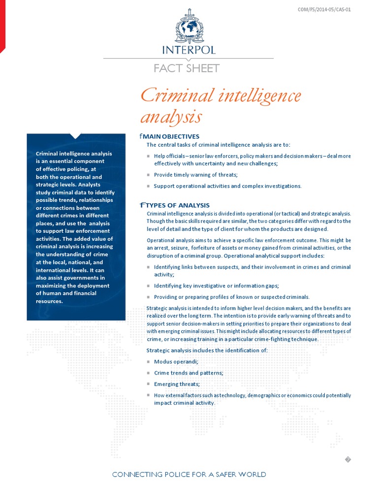 Criminal intelligence analysis: Fact Sheet | Intelligence Analysis | Crime & Violence